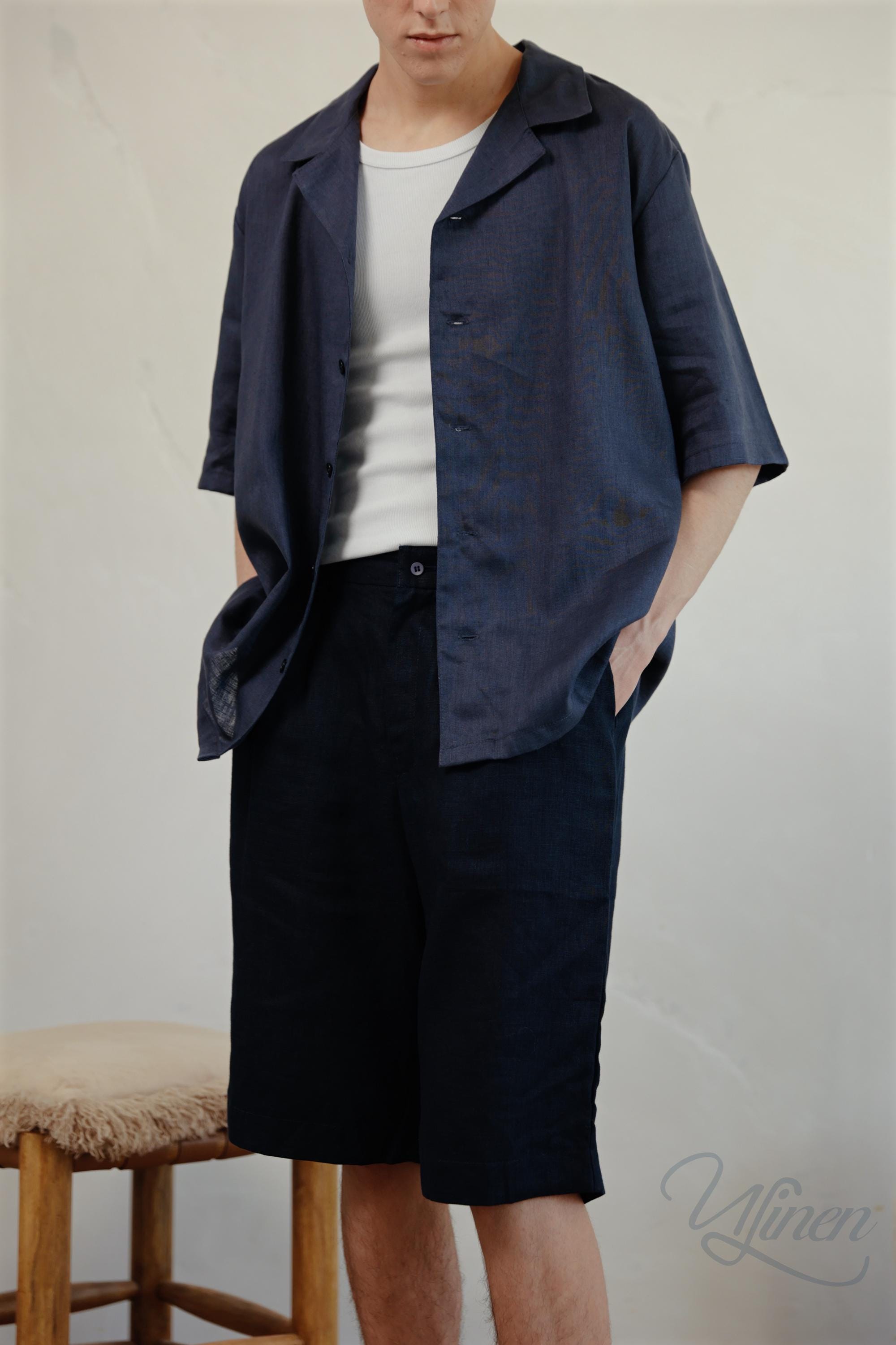 Linen Capri Shirt | Men’s Short Sleeve Linen Shirt – Classic Button-up ...