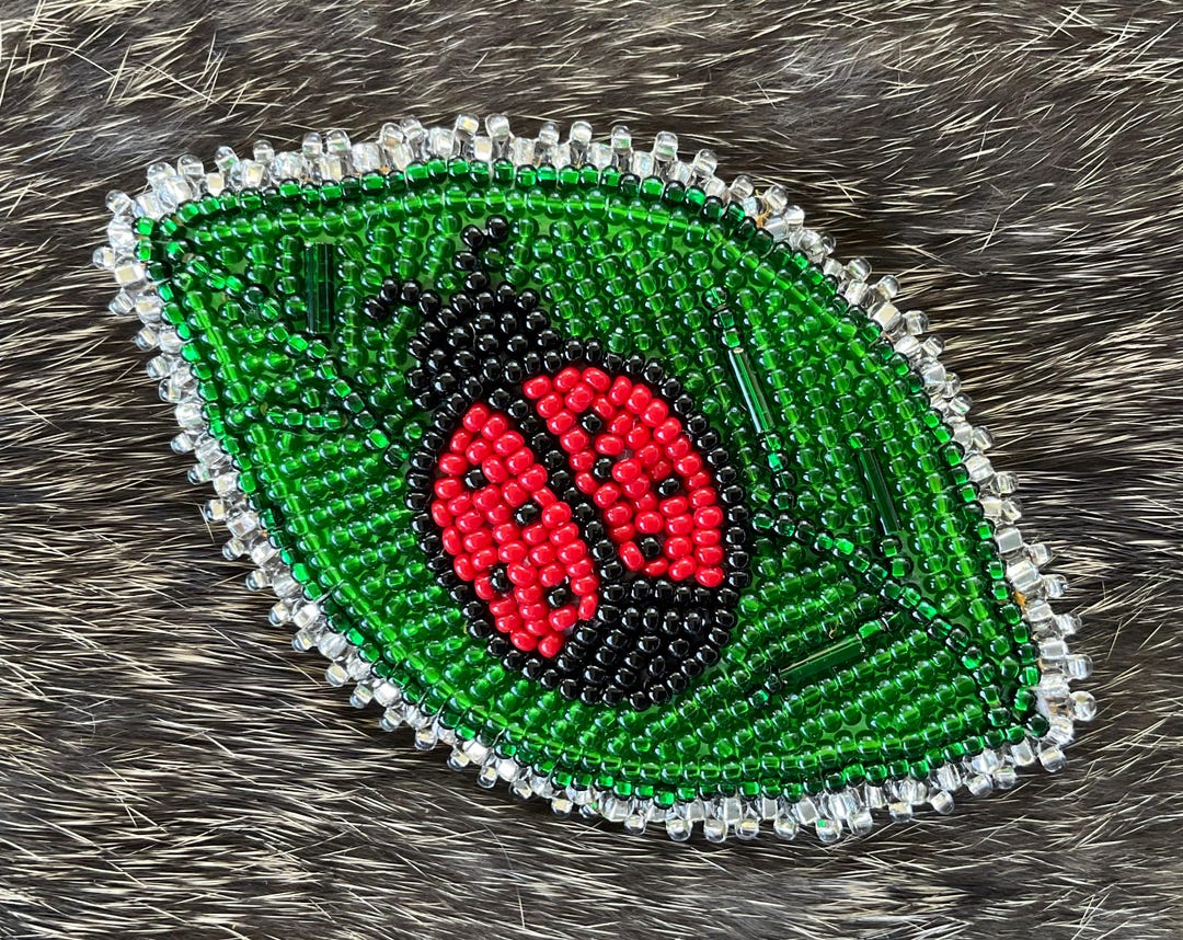 Metis Beaded Lady Bug on Leaf Pin - Etsy