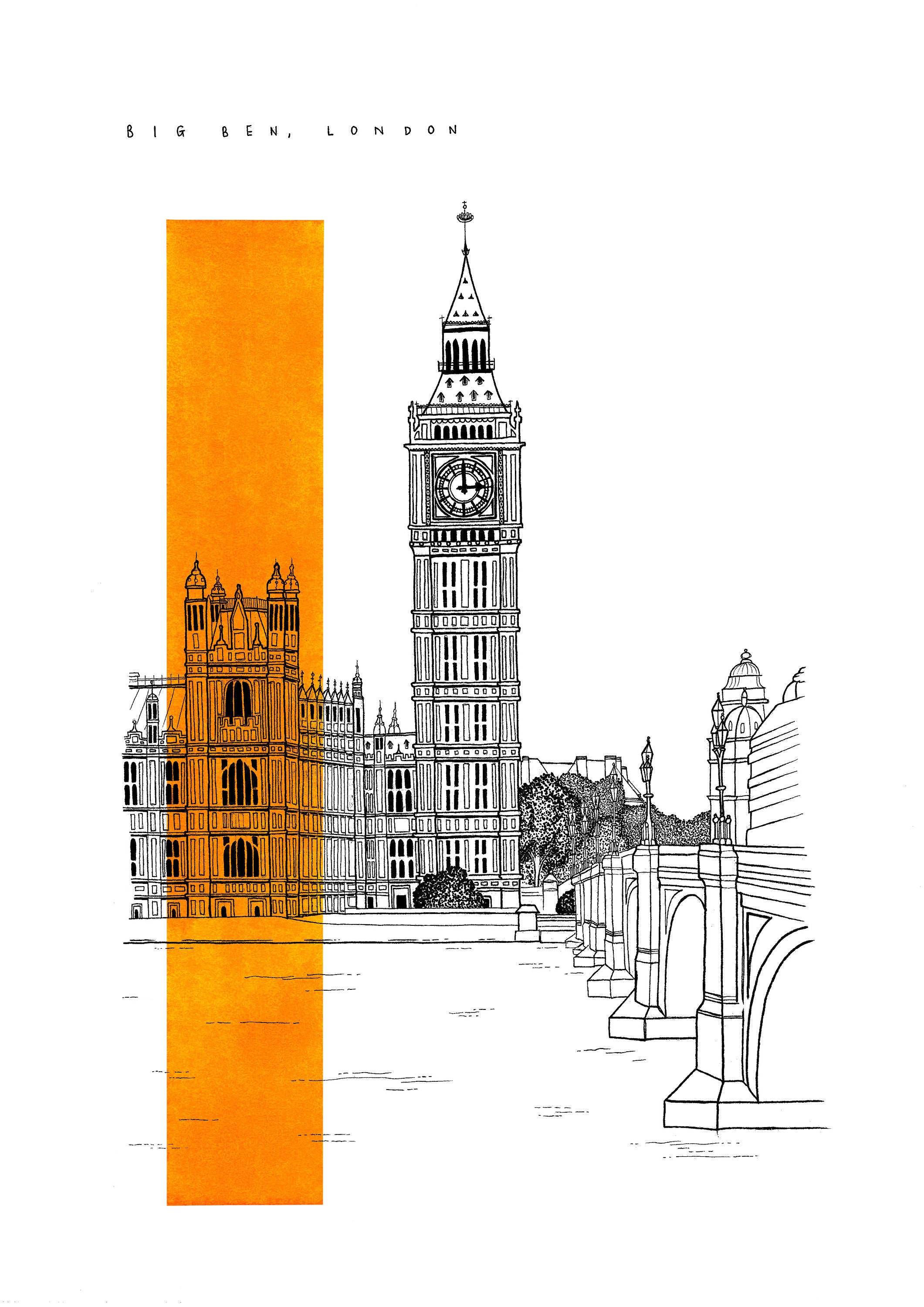 Big Ben Print London Artwork Travel Gift UK Landmark | Etsy