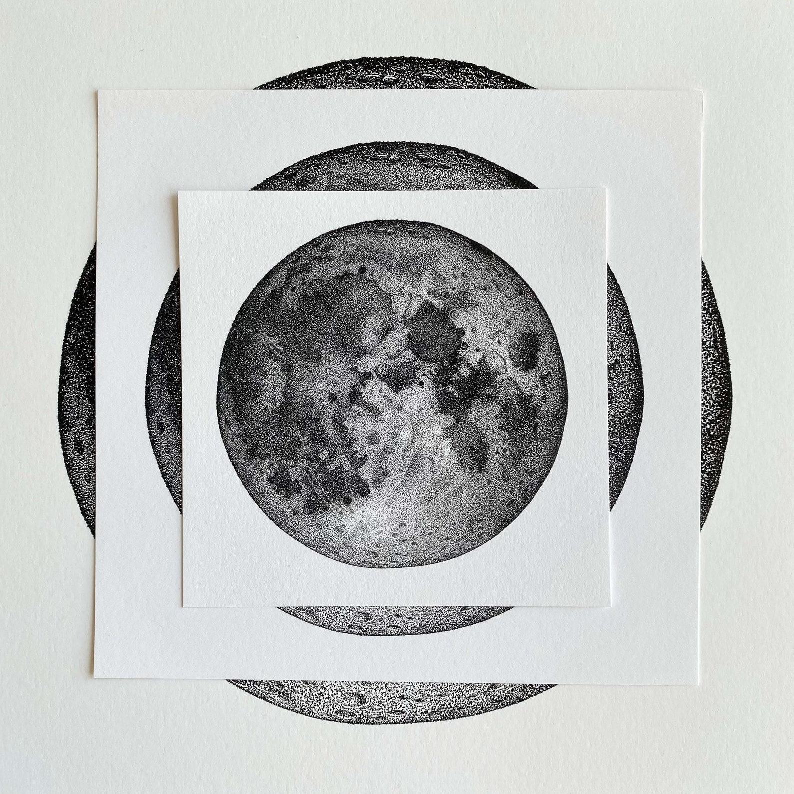 Full Moon Print Artwork for Space Lover Moon Phase Stippling - Etsy UK