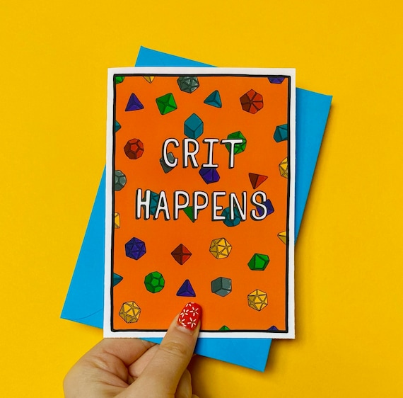 Dungeons and Dragons Crit Happens Pun Card Dnd Dice Design | Etsy