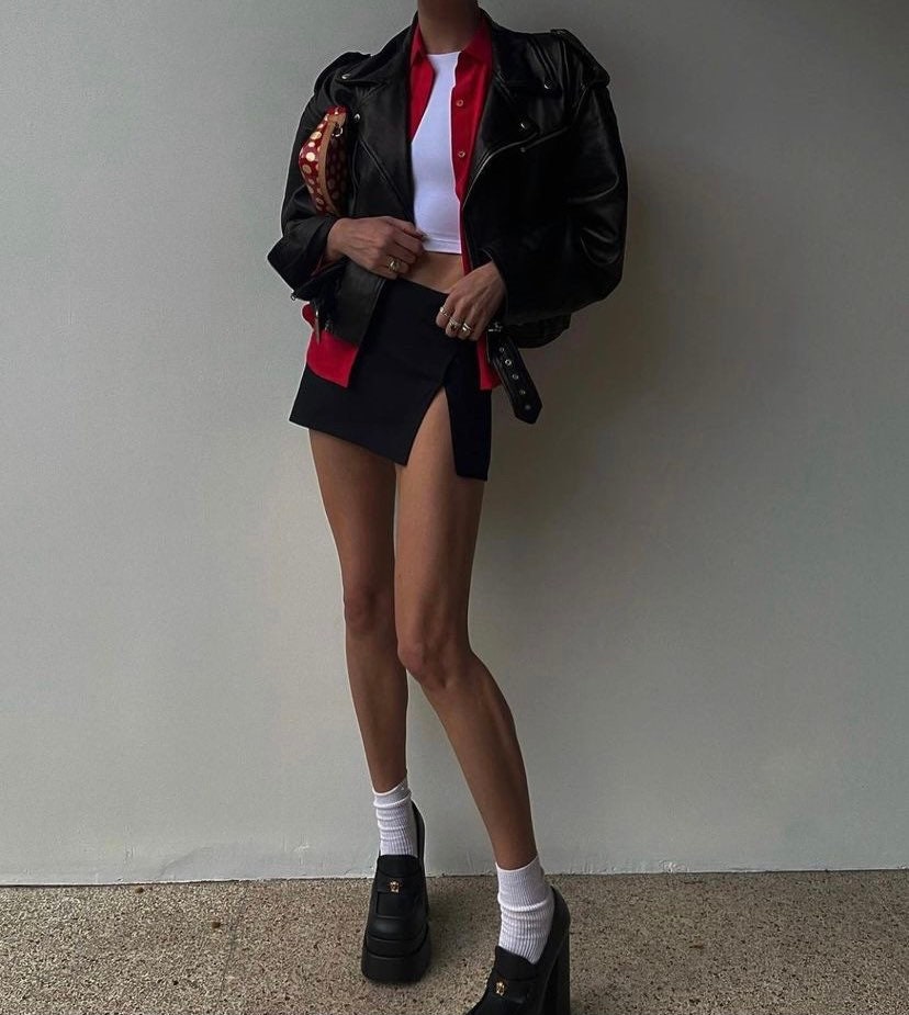 Micro Mini Skirt With Side Slit / Available in Black & School Girl Grey ...