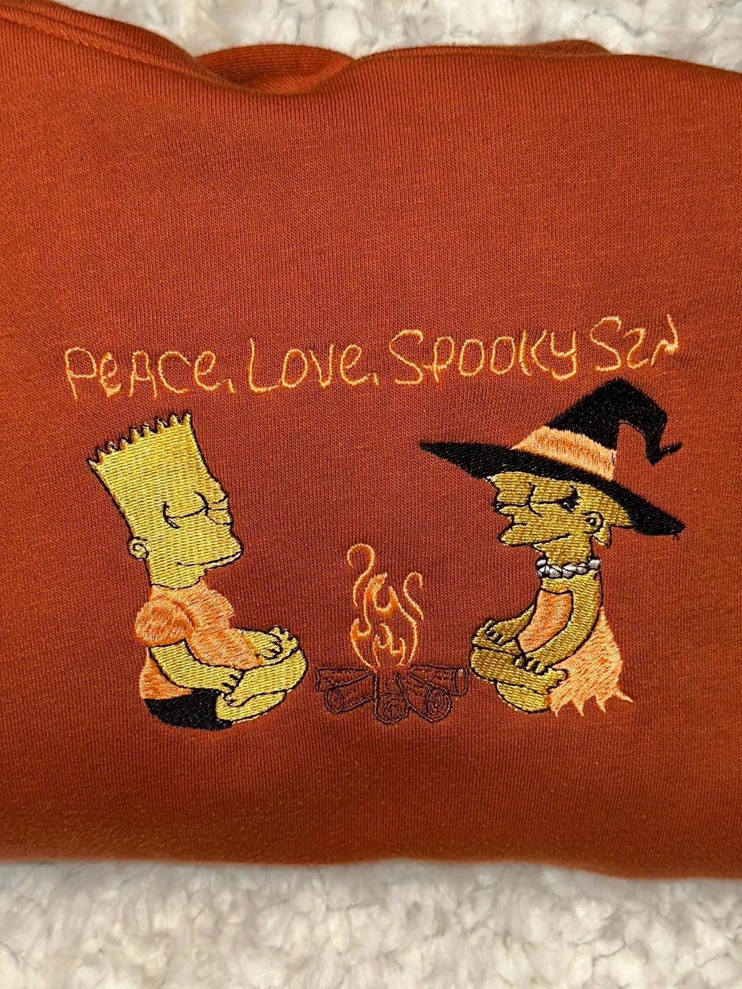 Peace Love Spooky Szn Simpsons Campfire Halloween Fall Embroidered ...