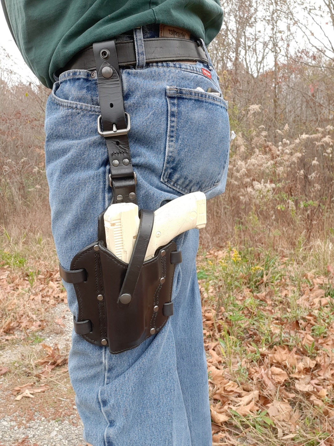 Thigh - Leg Drop Down Holster. Combat Duty Built and Flexible Design ...