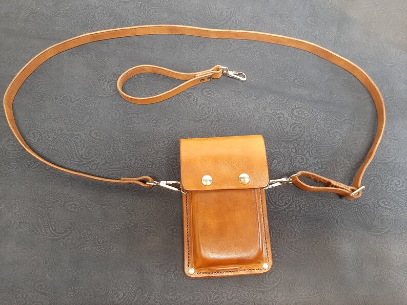 Large Heavy Duty Leather Cell Phone Holster With Shoulder Strap and ...