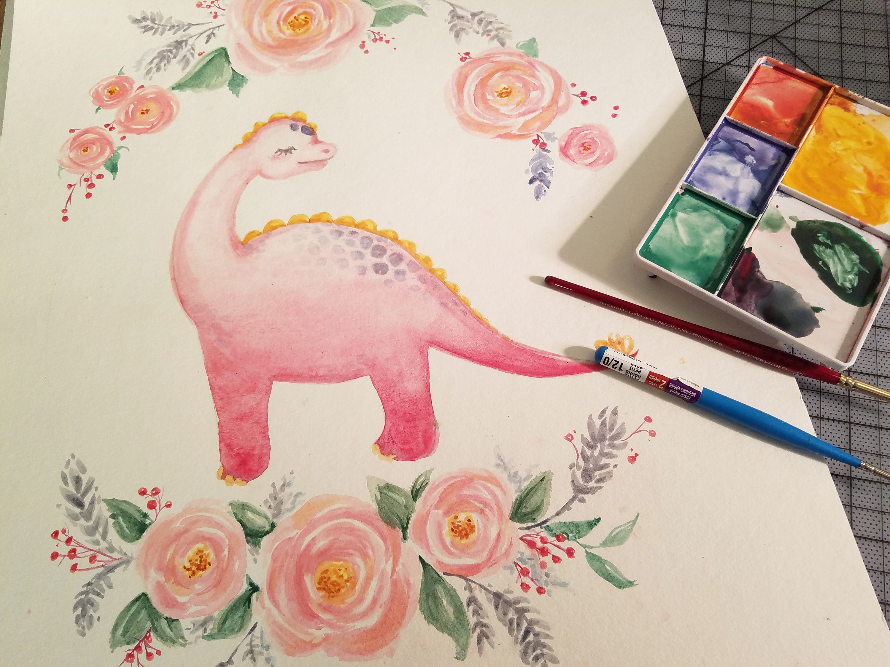 Pink Dinosaur Large Printable Poster. Ombre Dino Decor, Dino Baby Girl ...