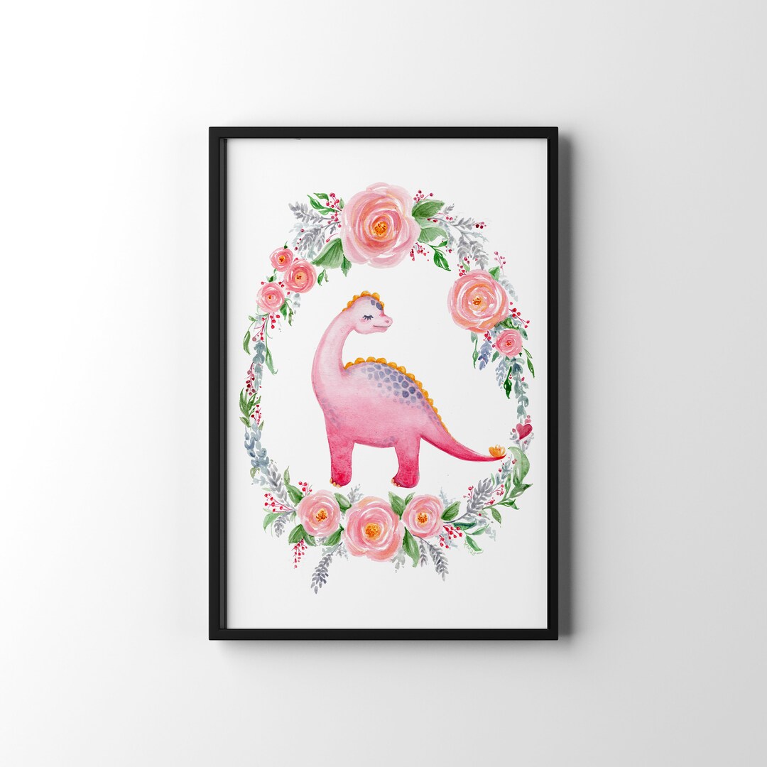 Pink Dinosaur Large Printable Poster. Ombre Dino Decor, Dino Baby Girl ...