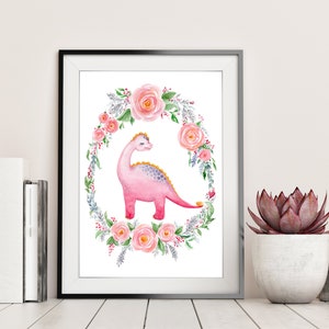 Pink Dinosaur Large Printable Poster. Ombre Dino Decor, Dino Baby Girl ...