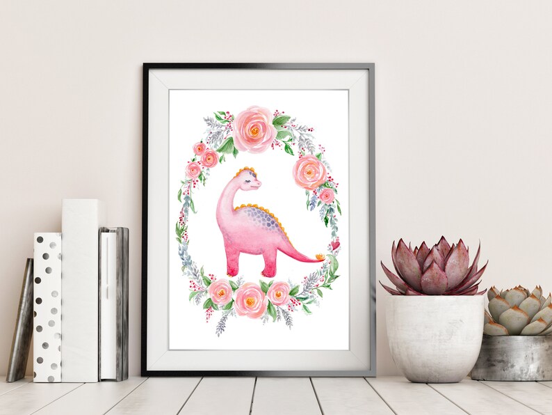Pink Dinosaur Large Printable Poster. Ombre Dino Decor, Dino Baby Girl ...
