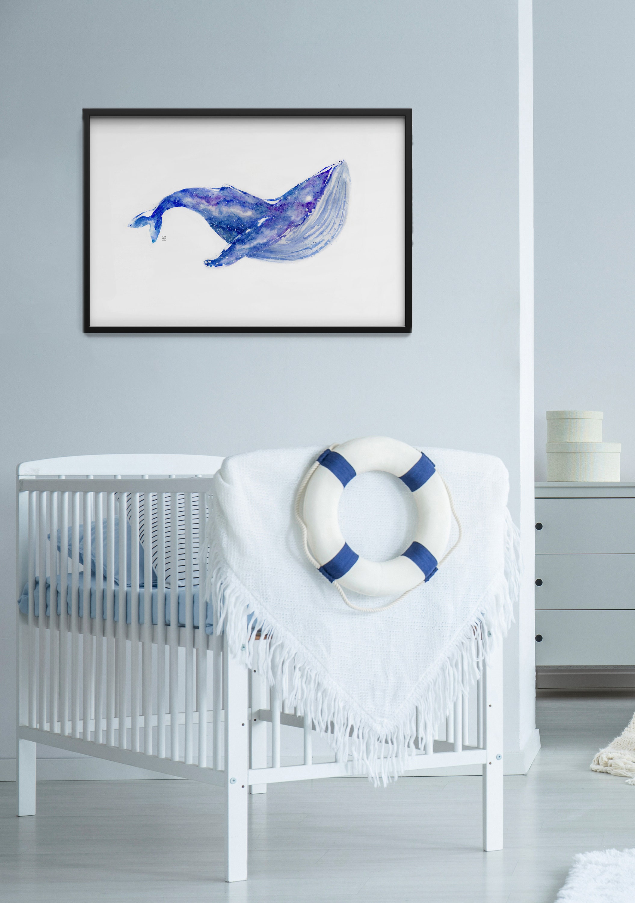 Galaxie Wal Poster. Space Whale Print. Abstrakte Aquarell Buckelwal ...