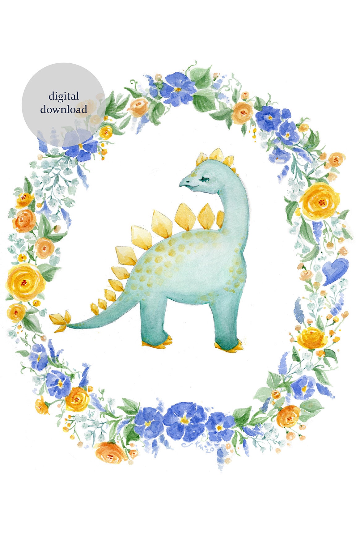Double Dinosaur Printable Poster Set. Pink and Blue Dinosaur. Twin Room ...