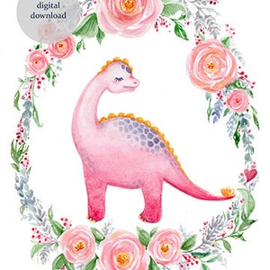 Double Dinosaur Printable Poster Set. Pink and Blue Dinosaur. Twin Room ...