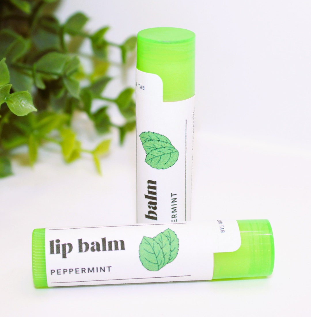 Peppermint Lip Balm, All Natural Mint Lips Care, Flavored Chapstick ...