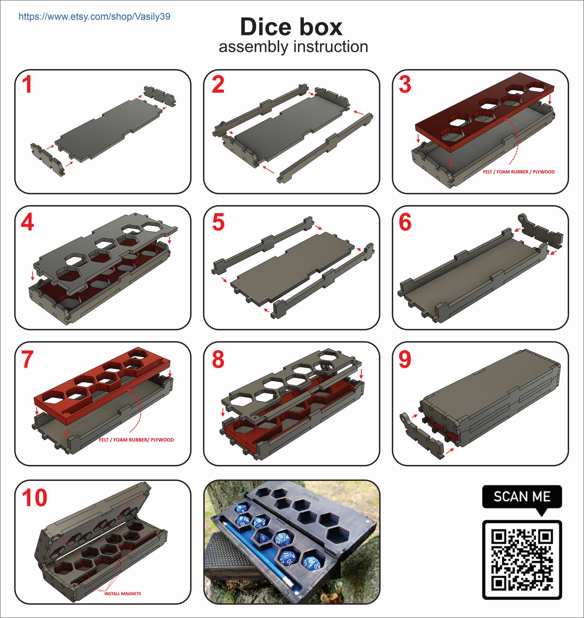 Dice Box. 3mm 1/8inch 3.6mm 4mm 4.5mm 5mm. Laser Cut - Etsy