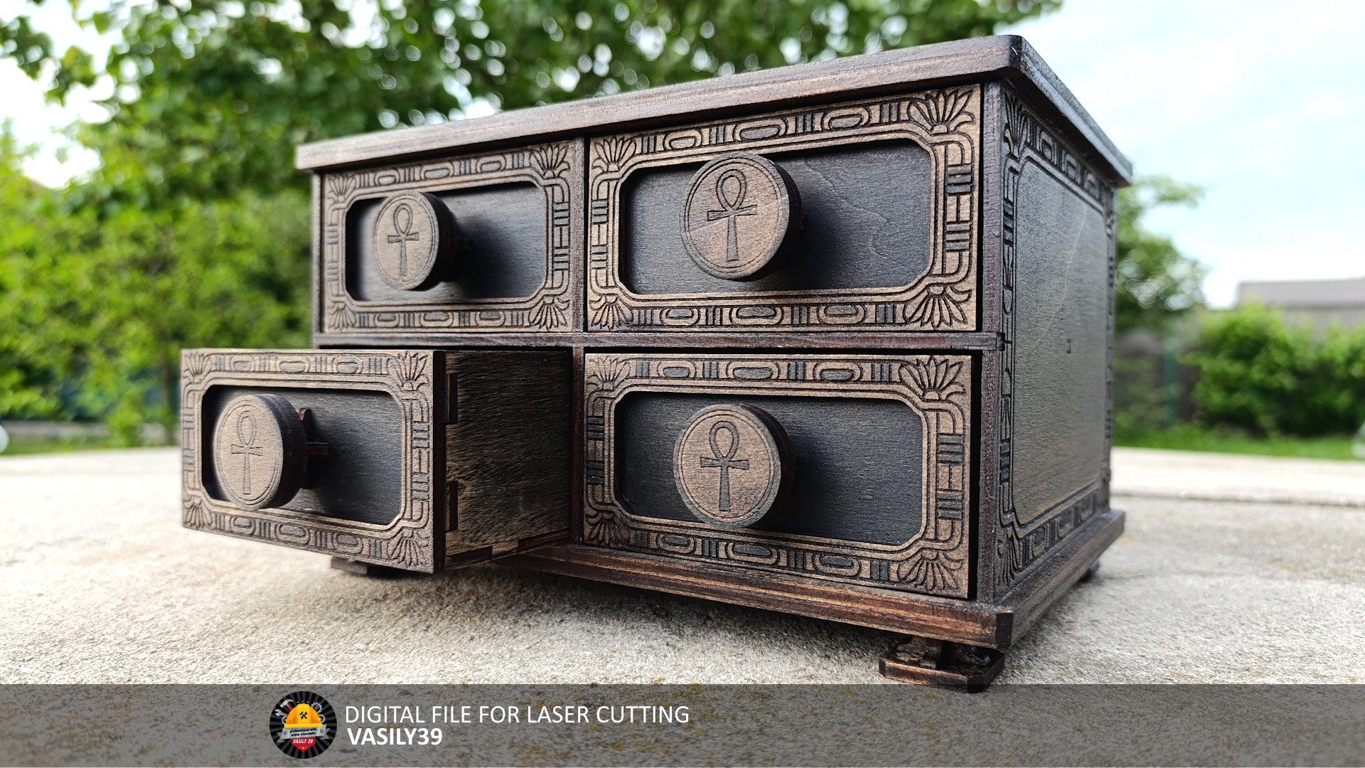 Chest of Drawers 00255 – Laser Cut Wooden Box File – Mini Cabinet ...