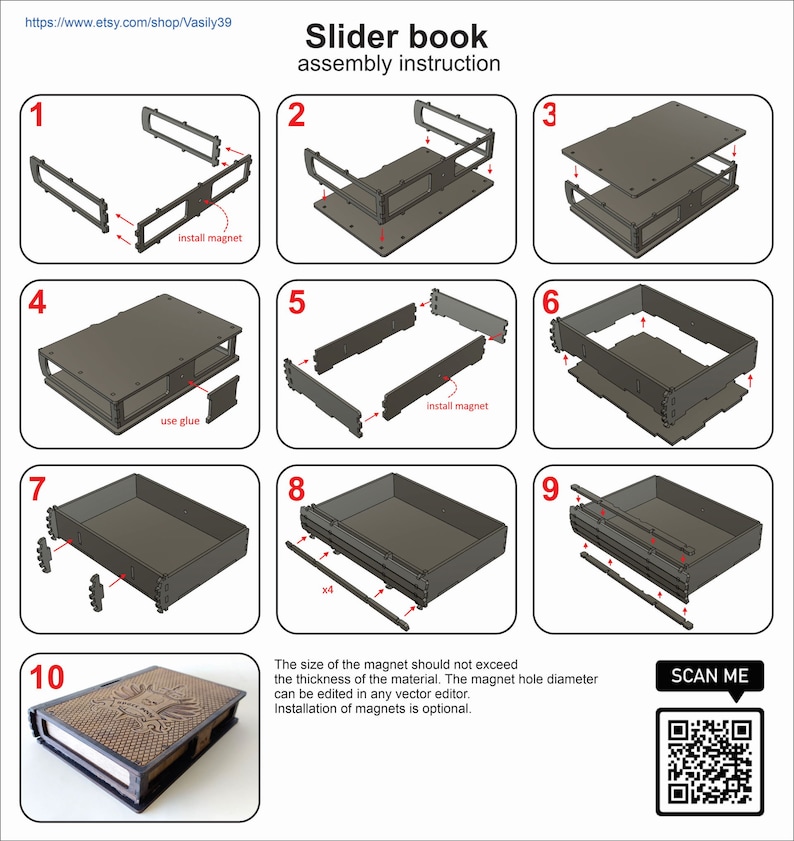 Slider Book. 3mm 1/8inch 3.6mm 4mm 4.5mm 5mm 5.5mm 6mm - Etsy