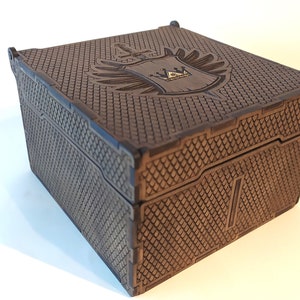 Laser Cut Card Storage Box: Dragon Scale Engraving (SVG, PDF, CDR) - Etsy