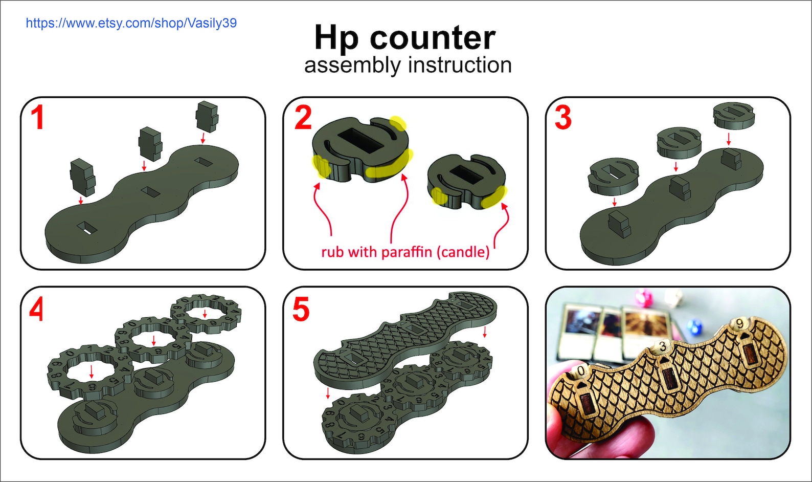 3 Digits Hp/life Counter. 3mm, 3.175mm, 4mm. Laser Cut Files SVG, PDF ...