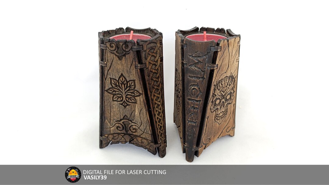 Laser Cut Candle Holder SVG: Engraved Tea Light Holder (digital Product ...