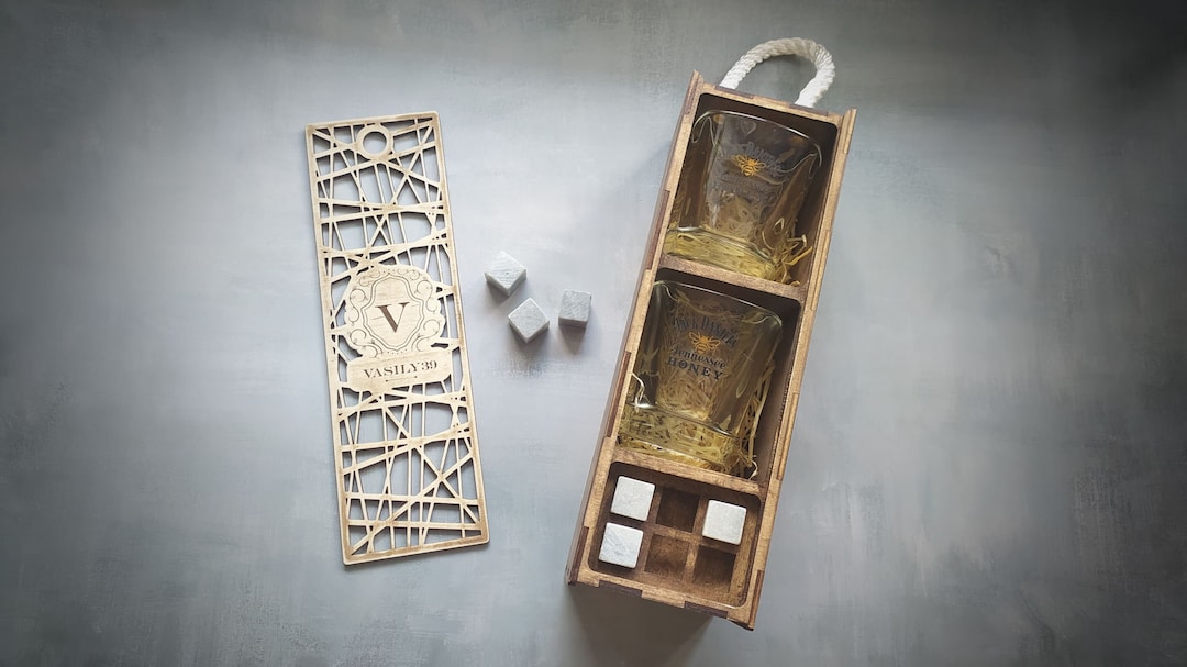 Whiskey Glass Gift Box: Laser Cut Files (SVG, PDF, CDR) - Etsy