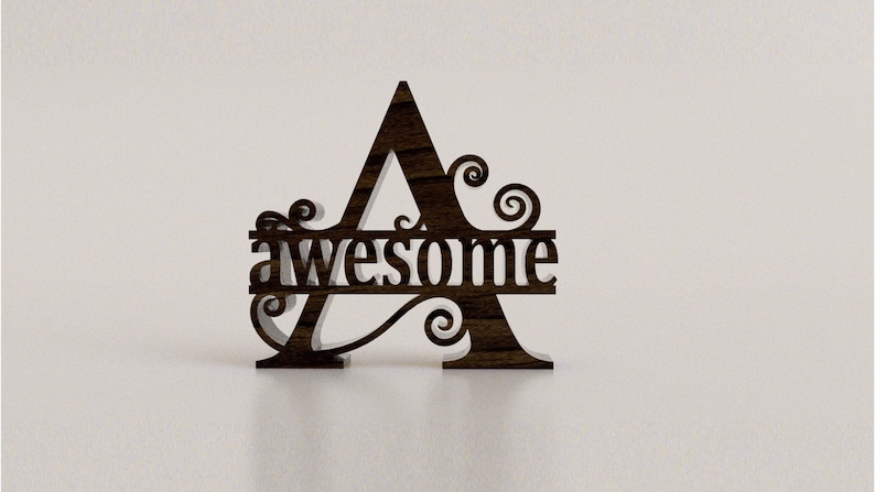 Split Letter Monogram Swirls: Laser Cut Files (SVG, PDF, CDR) - Etsy