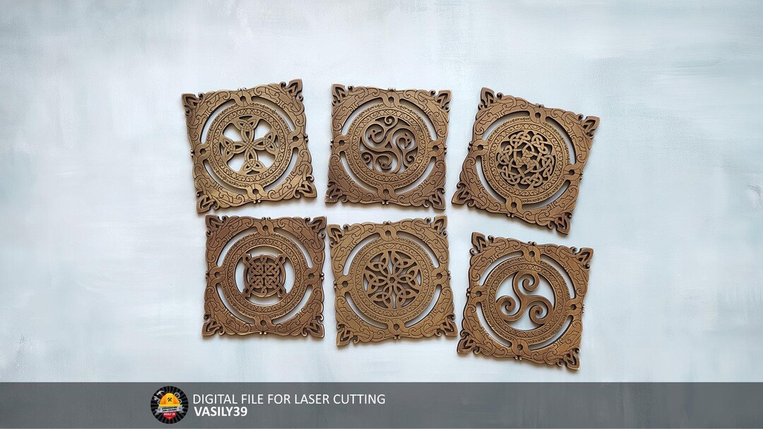 Coaster Set 00238. Laser Cut Files SVG, PDF, CDR Digital Product - Etsy