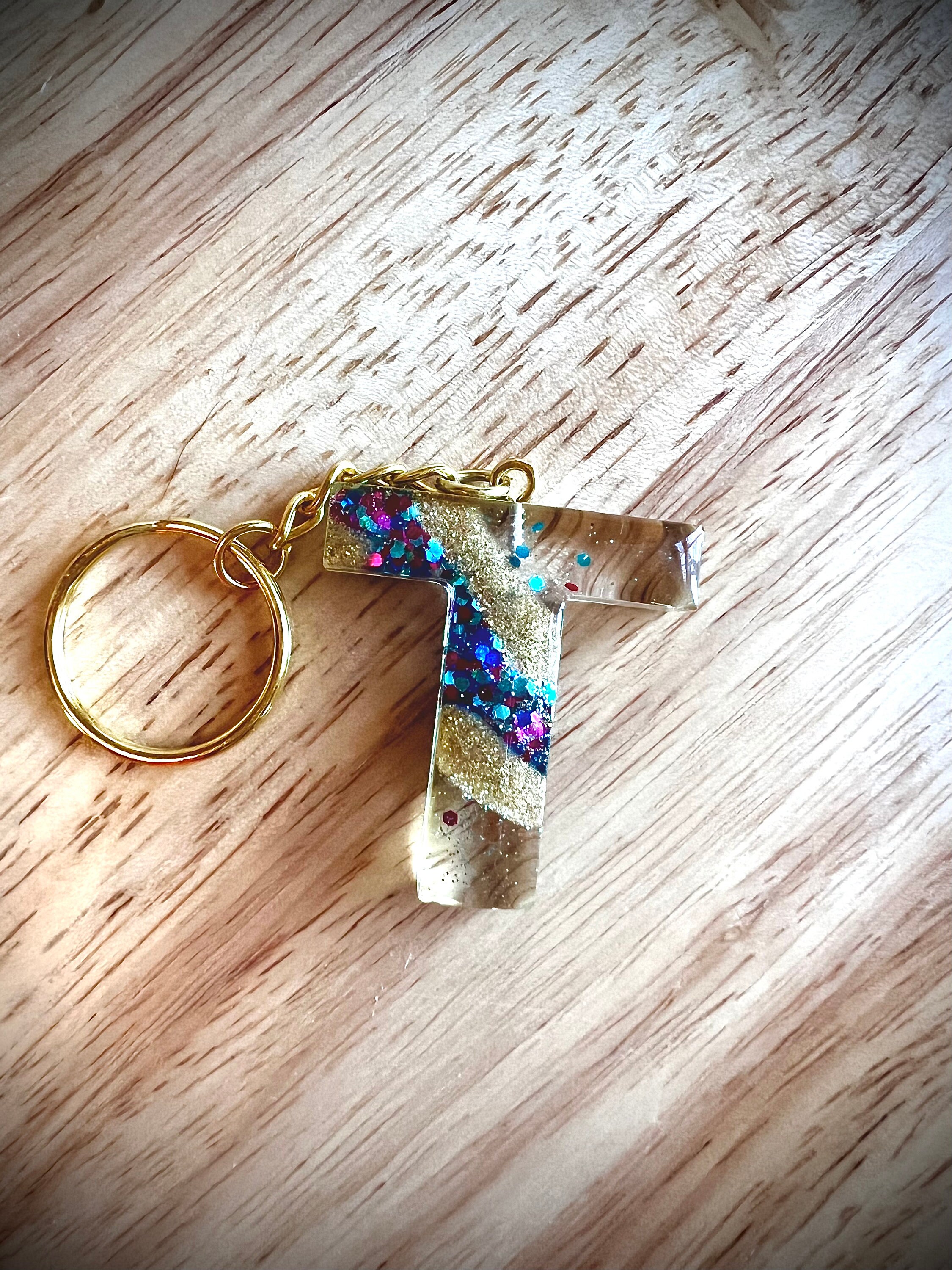 Letter t Resin Keychain - Etsy