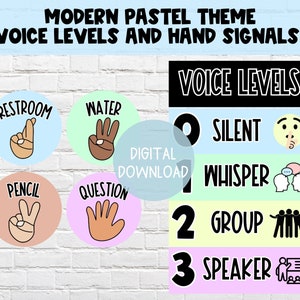 Modern Pastel Voice Levels & Hand Signals | DIGITAL DOWNLOAD ...