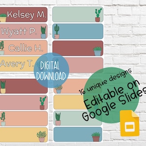 Plant Theme Name Tags | EDITABLE on Google Slides | School Classroom ...