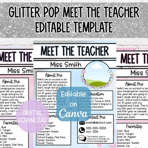 Meet the Teacher Template: Glitter Pop | Editable on Canva | DIGITAL ...