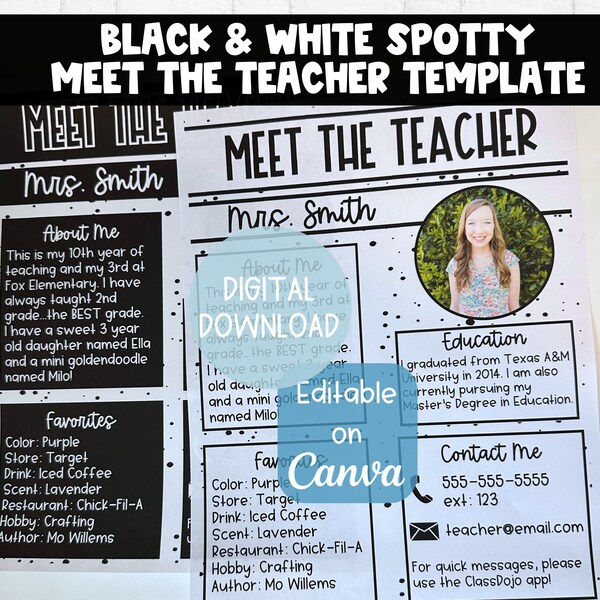 Meet the Teacher Template - Etsy