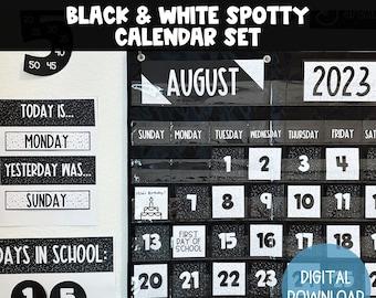 Black and White Classroom Calendar - Etsy
