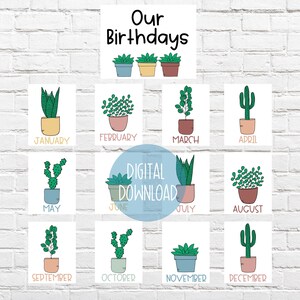 Plant Theme Birthday Display Classroom Monthly Birthday Chart Botanical ...
