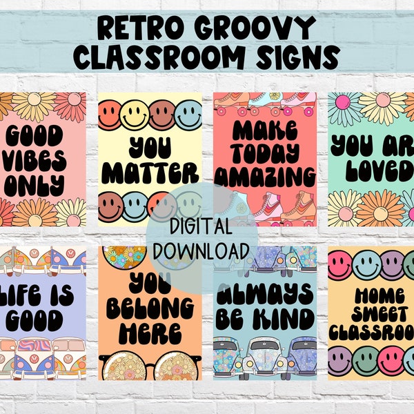 Groovy Retro Classroom Sign - Etsy