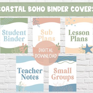 Coastal Boho Binder Covers | Calming Sea Theme Printable Binder Covers ...