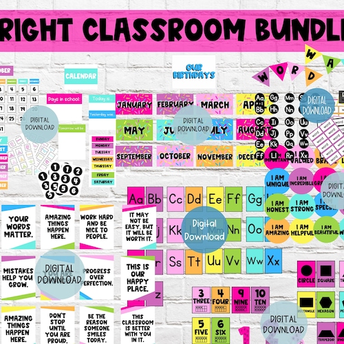 Watercolor Classroom Decor Bundle - Etsy