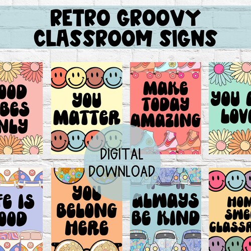 Retro Groovy Classroom Signs Boho Retro Classroom Decor - Etsy
