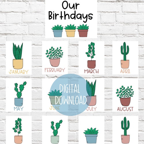 Plant Theme Birthday Display Classroom Monthly Birthday - Etsy