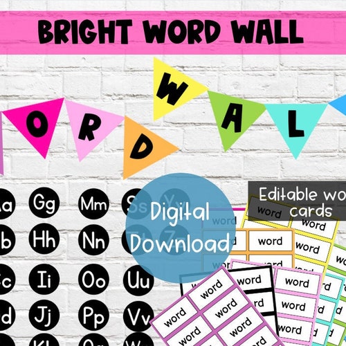 Classroom Brights Word Wall DIGITAL DOWNLOAD Bright Color - Etsy