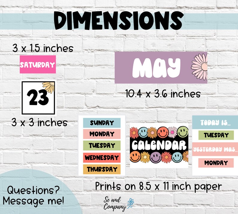 Retro Groovy Classroom Calendar Boho Retro Calendar Time - Etsy