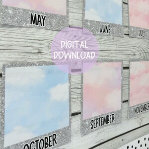 Glitter Pop Birthday Display | Pastel Clouds Printable Birthday Chart ...