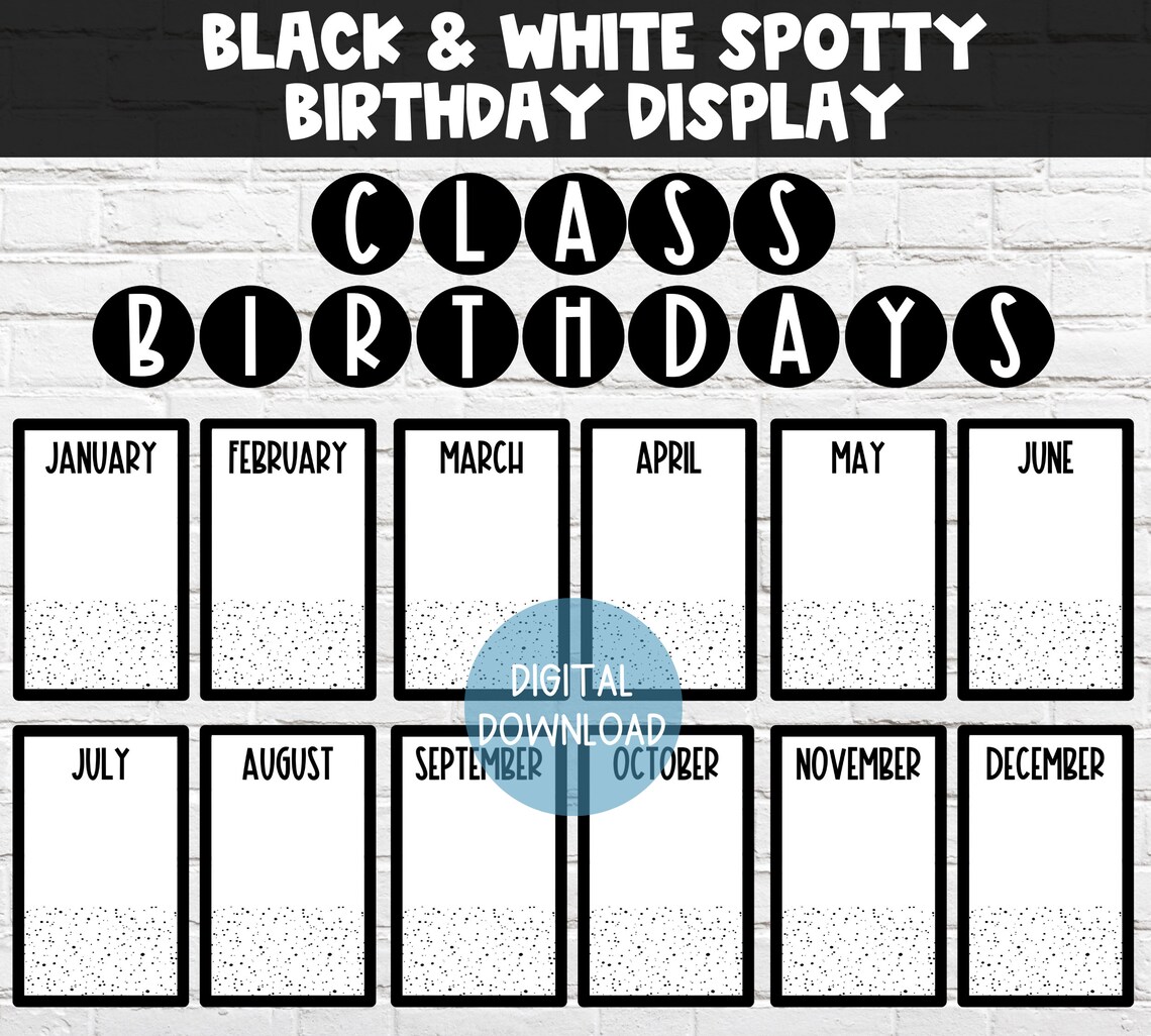 Black and White Spotty Birthday Display | Simple Printable Birthday ...