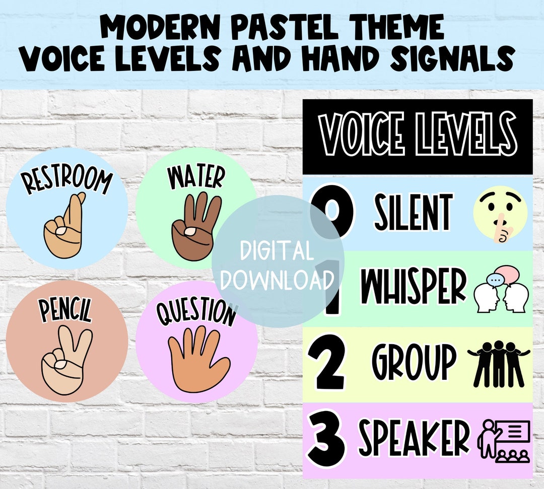 Modern Pastel Voice Levels & Hand Signals | DIGITAL DOWNLOAD ...