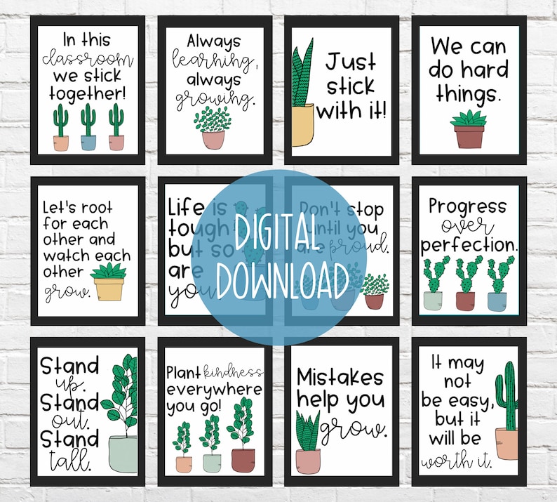 Growth Mindset Classroom Signs Plant Cactus Succulent Theme - Etsy