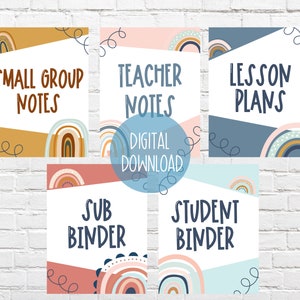 Binder Covers Boho Rainbow Themed | DIGITAL DOWNLOAD | Neutral Rainbow ...