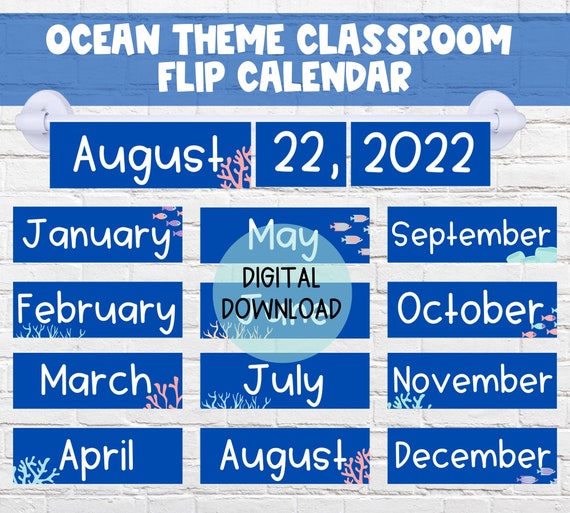Ocean Theme Classroom Flip Calendar DIGITAL DOWNLOAD - Etsy