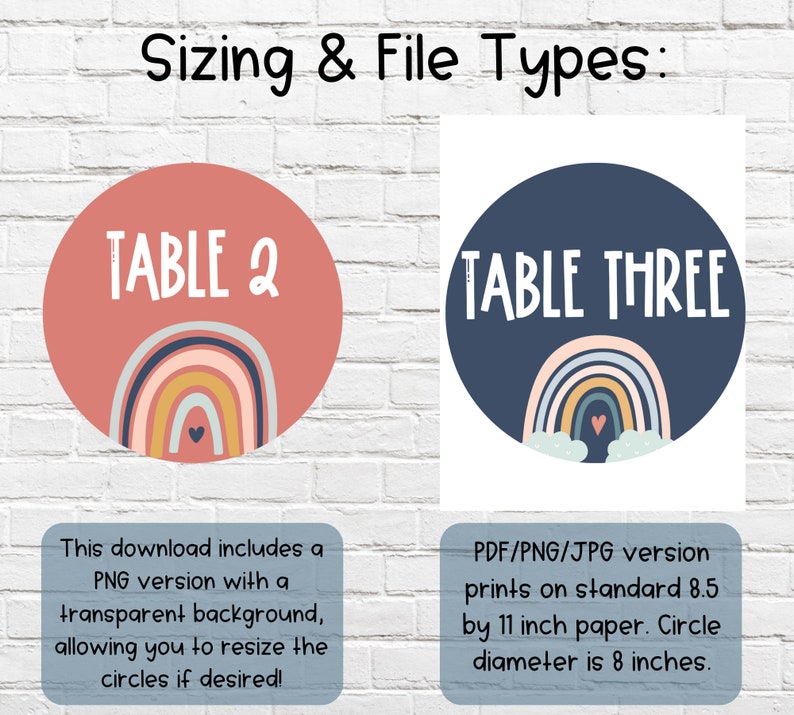Boho Rainbow Table Signs DIGITAL DOWNLOAD Modern Rainbow - Etsy