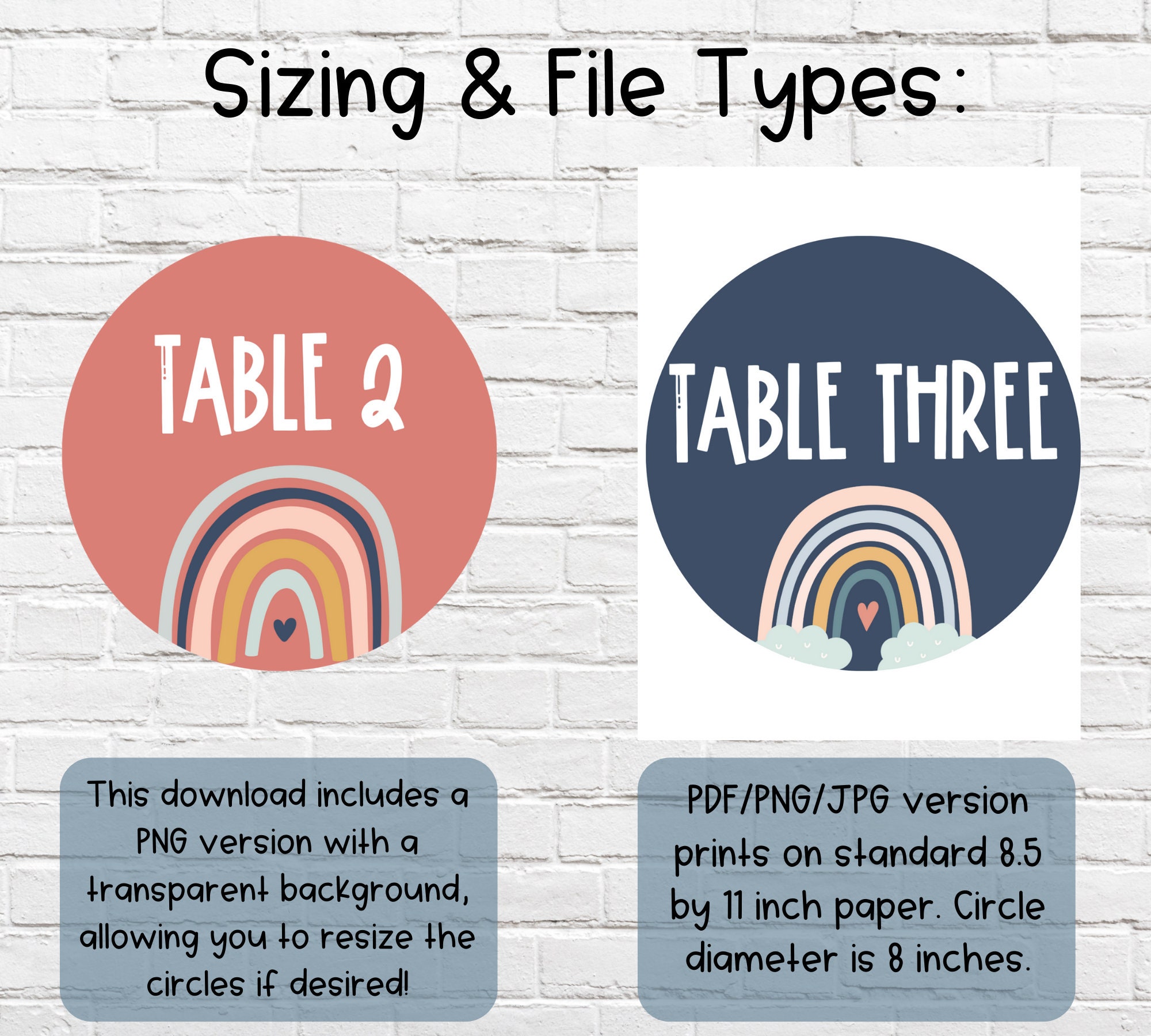 Boho Rainbow Table Signs DIGITAL DOWNLOAD Modern Rainbow - Etsy