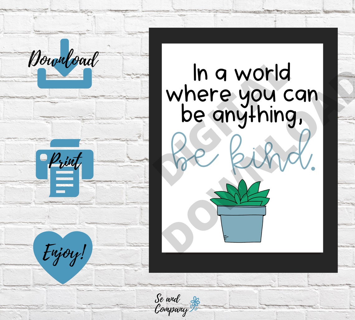 Kindness Signs: Plant Themed Be Kind Kindness Matters | Etsy