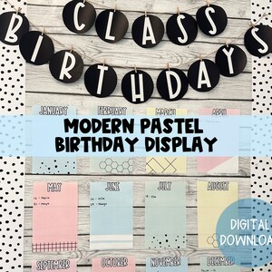 Modern Pastel Theme Birthday Display Pastel Printable Birthday Chart ...